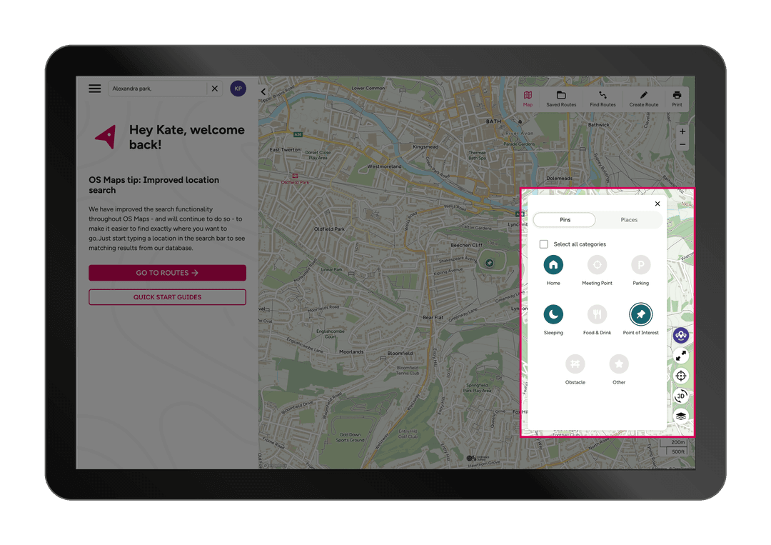 Using Pins | Mark & Save Locations in OS Maps